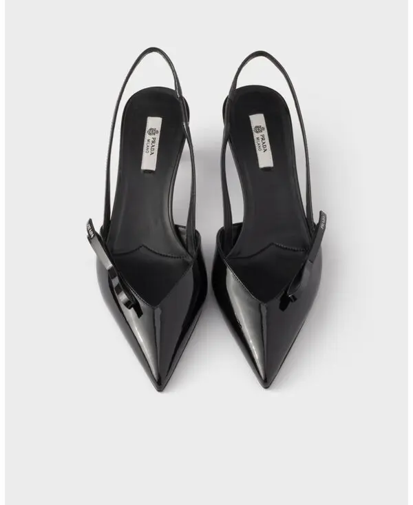 Prada Patent Leather Slingback Pumps - Black