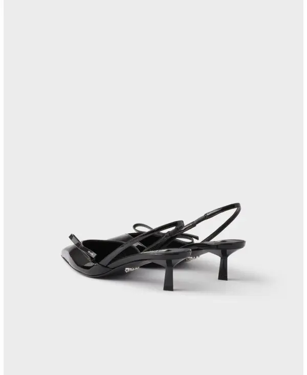 Prada Patent Leather Slingback Pumps - Black