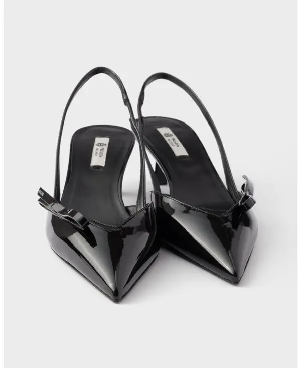 Prada Patent Leather Slingback Pumps - Black