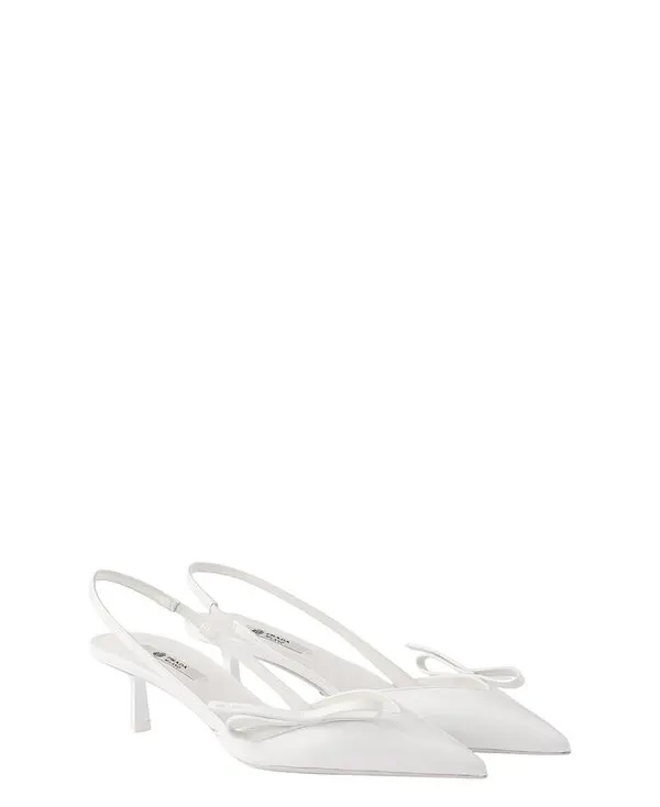 Prada Patent Leather Slingback Pumps - White