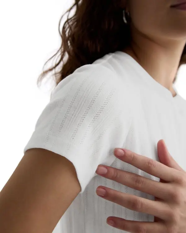 Ag Sadie Crewneck Cropped Tee - Powder