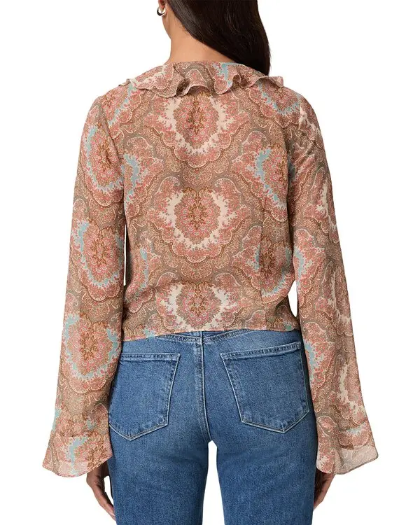Paige Eve Silk Blouse With Paisley Print And Ruffled Collar