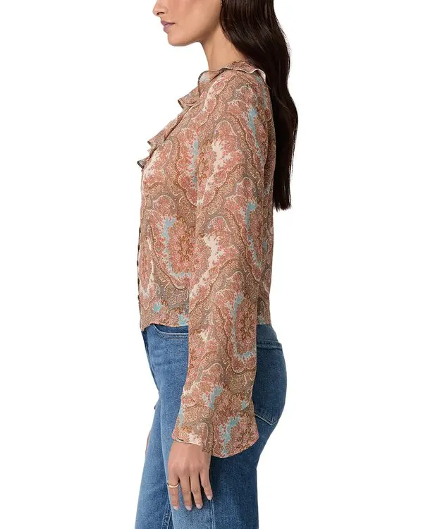 Paige Eve Silk Blouse With Paisley Print And Ruffled Collar