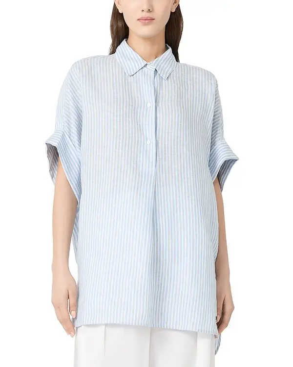 Max Mara Striped Linen Shirt - Light Blue