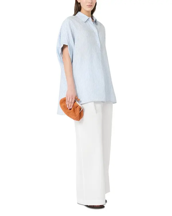 Max Mara Striped Linen Shirt - Light Blue