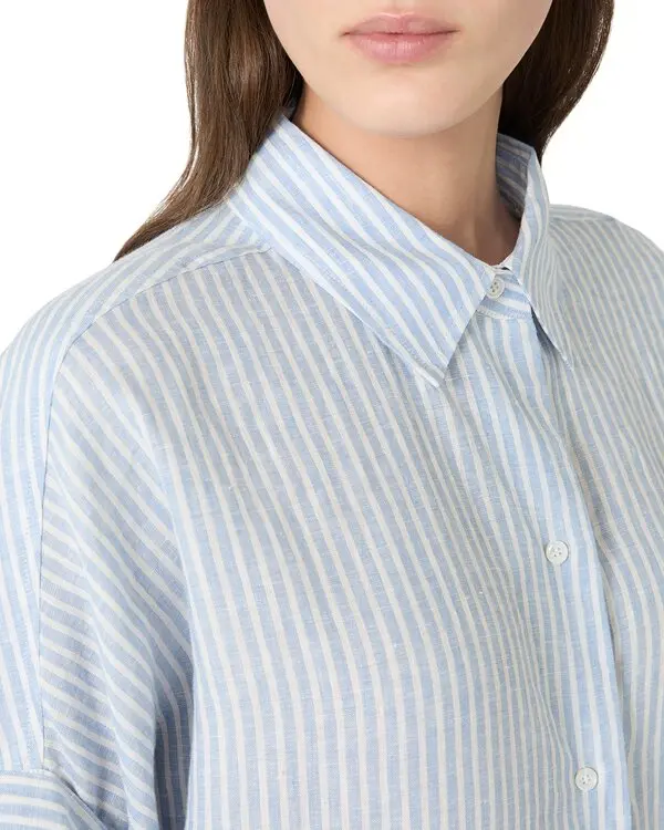 Max Mara Striped Linen Shirt - Light Blue