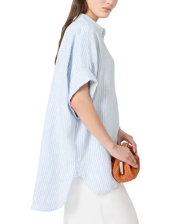 Max Mara Striped Linen Shirt - Light Blue
