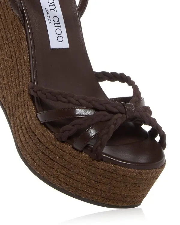 JIMMY CHOO Dree 100 Espadrille Wedge Sandals - Chocolate/coffee