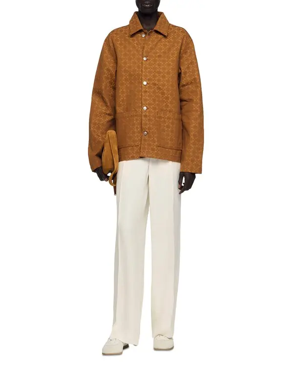 Sandro Square Cross Denim Jacket - Camel