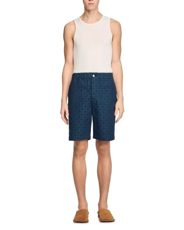 Sandro Square Cross 9" Denim Shorts
