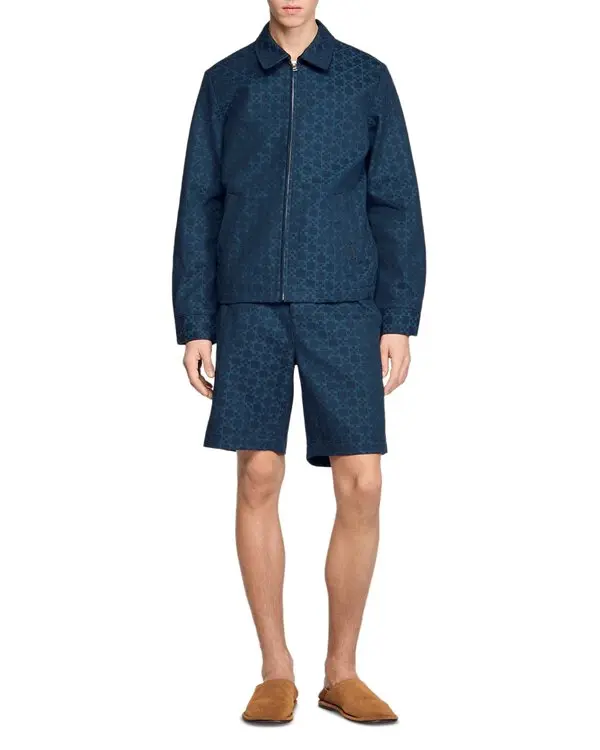 Sandro Square Cross 9" Denim Shorts