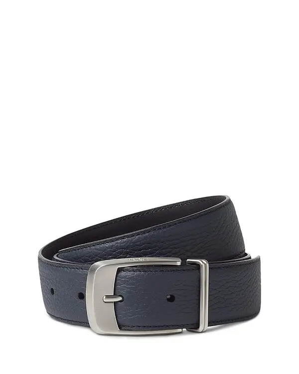 Zegna Leather Belt - Dark Blue