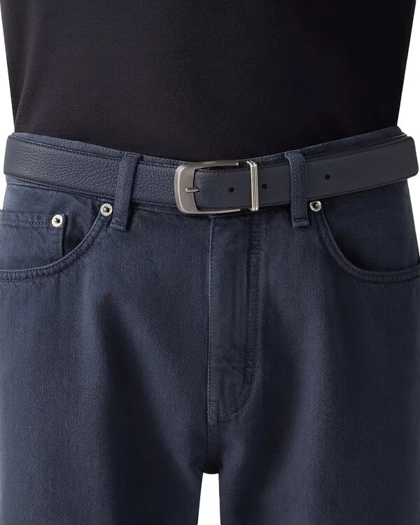 Zegna Leather Belt - Dark Blue