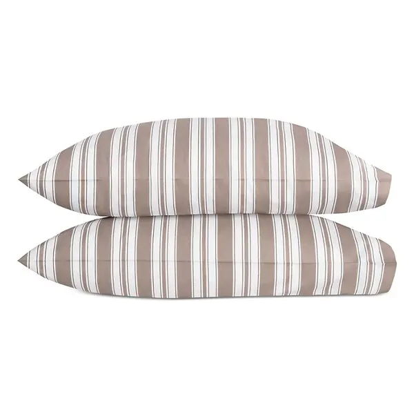 MATOUK Elio Striped Pillowcase Pair, Standard - Mocha