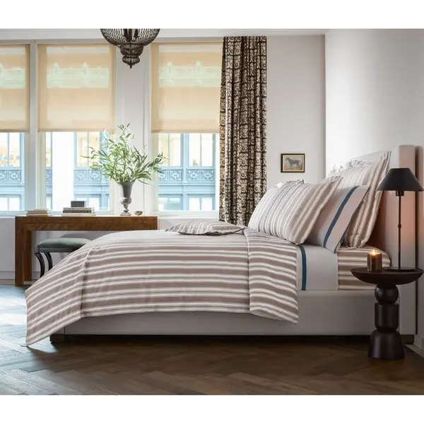 MATOUK Elio Striped Standard Sham - Mocha