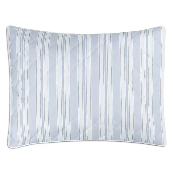 MATOUK Elio Striped Quilted King Sham - Blue