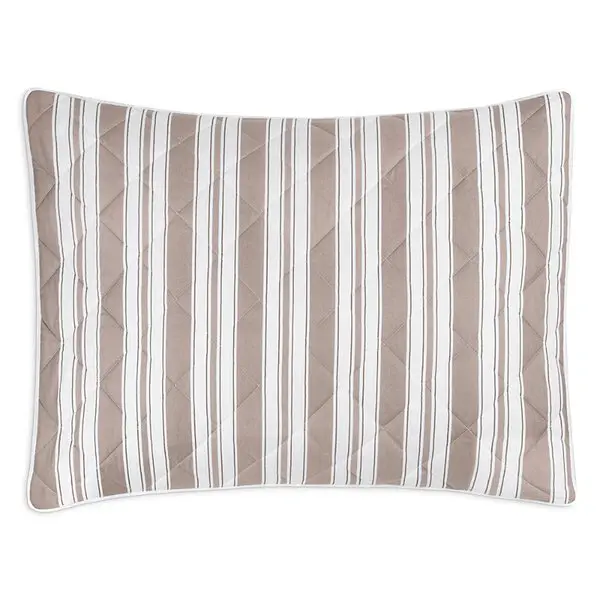 MATOUK Elio Striped Quilted King Sham - Mocha
