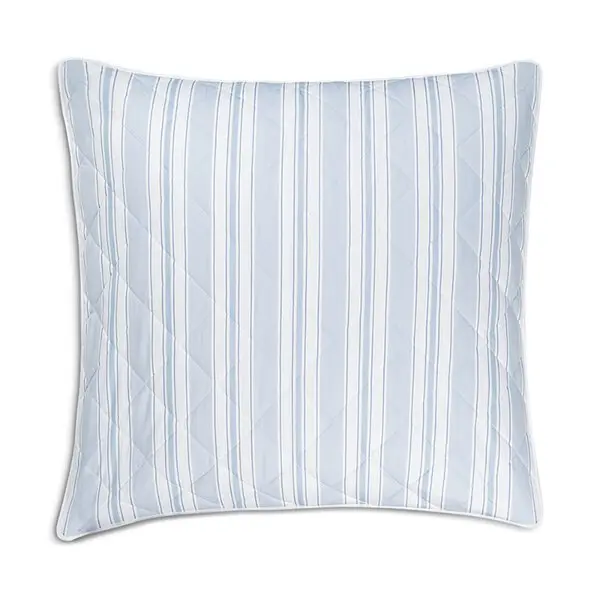 MATOUK Elio Striped Quilted Euro Sham - Blue