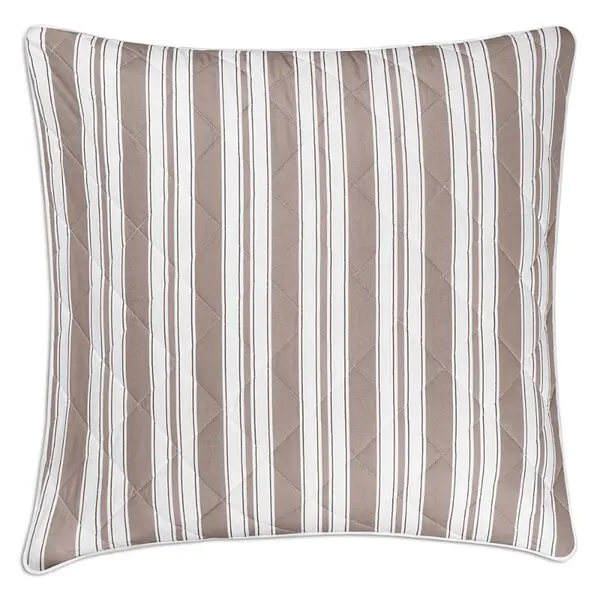 MATOUK Elio Striped Quilted Euro Sham - Mocha