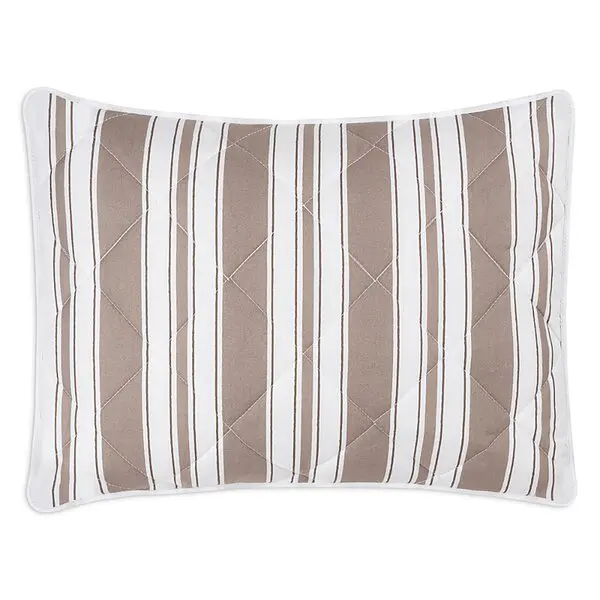MATOUK Elio Striped Quilted Boudoir Sham - Mocha
