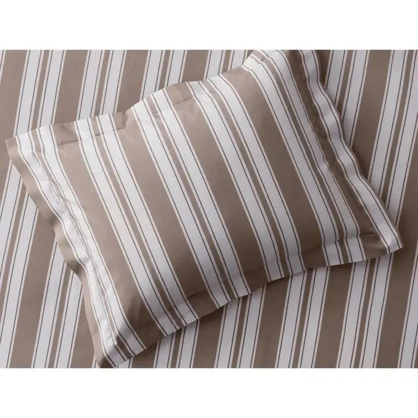 MATOUK Elio Striped Flat Sheet, King - Mocha