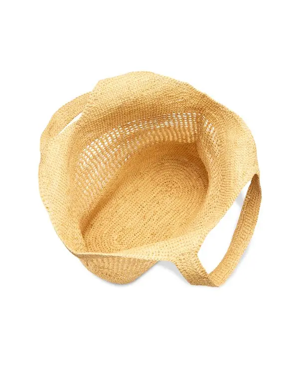 Aqua Woven Raffia Tote Bag - Natural