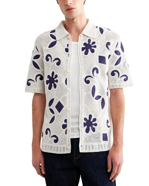 WAX LONDON Porto Doodle Crochet Polo Shirt