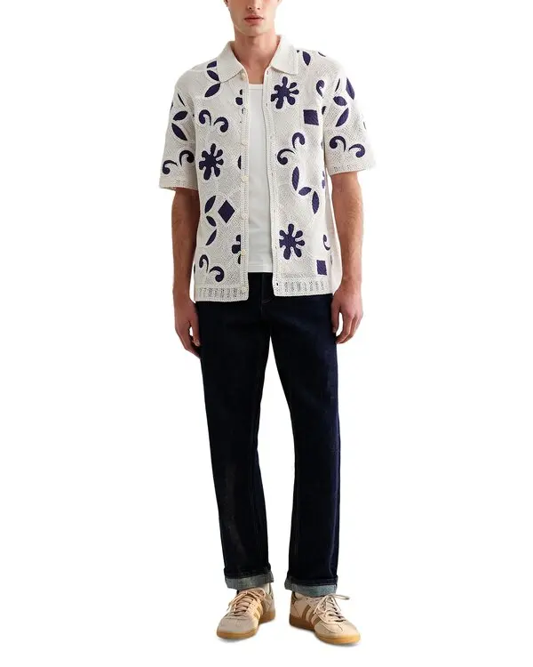 WAX LONDON Porto Doodle Crochet Polo Shirt