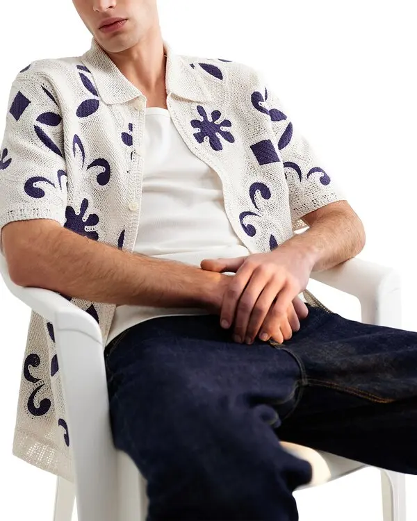 WAX LONDON Porto Doodle Crochet Polo Shirt