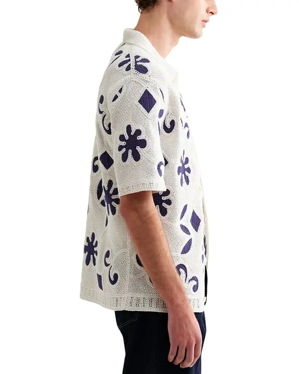WAX LONDON Porto Doodle Crochet Polo Shirt
