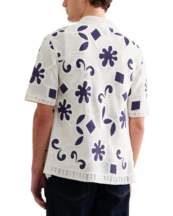 WAX LONDON Porto Doodle Crochet Polo Shirt