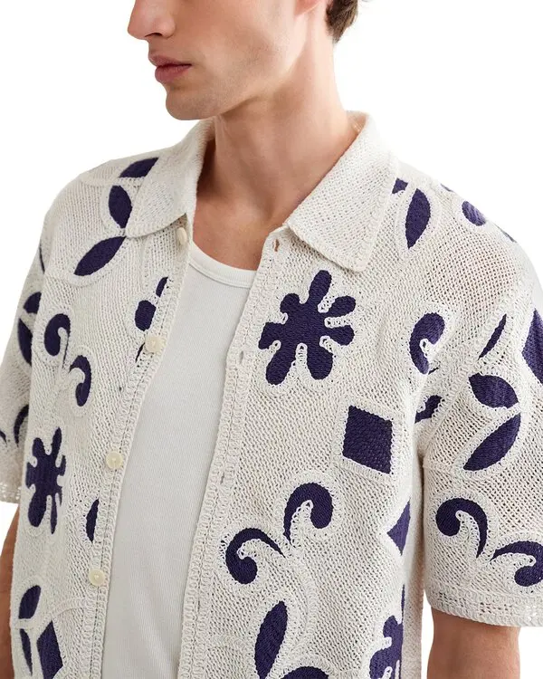WAX LONDON Porto Doodle Crochet Polo Shirt