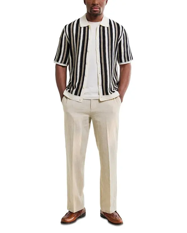 WAX LONDON Porto Stripe Crochet Polo Shirt