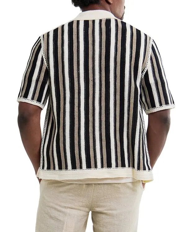 WAX LONDON Porto Stripe Crochet Polo Shirt