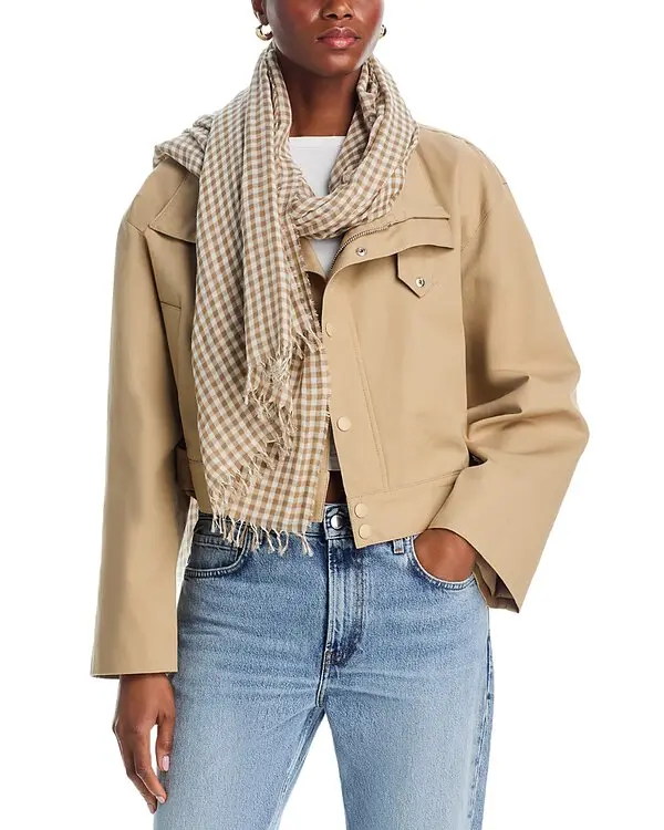 Vince Gingham Cotton Scarf - Tapenade