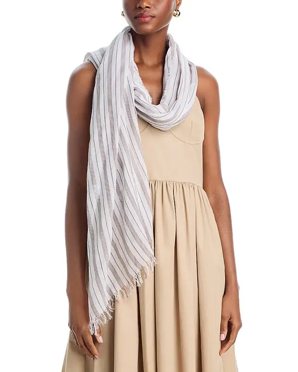 Vince Tri Stripe Cotton Scarf - Umber Bark