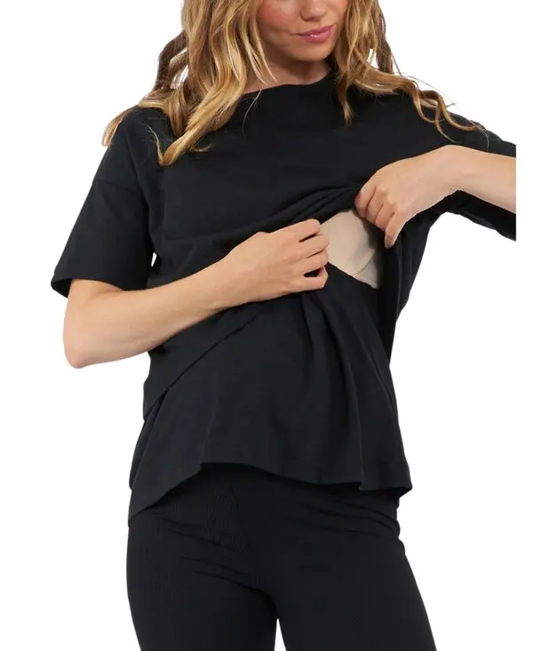 RIPE MATERNITY Claud Nursing Tee - Black