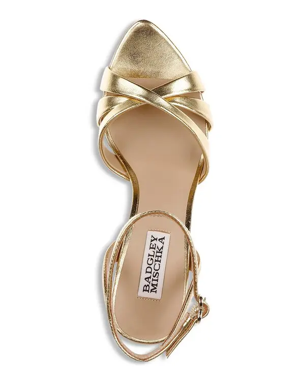 Badgley Mischka Xeilani Stiletto Sandals - Gold Leather