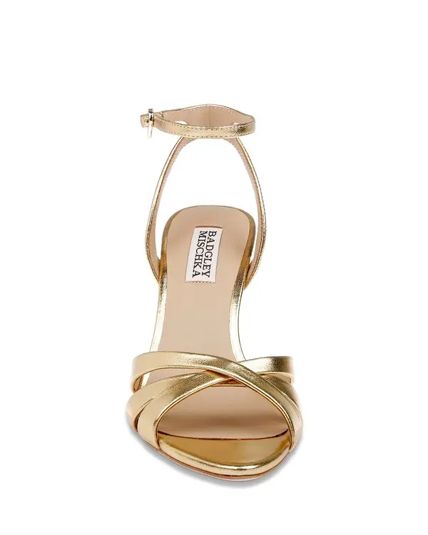 Badgley Mischka Xeilani Stiletto Sandals - Gold Leather