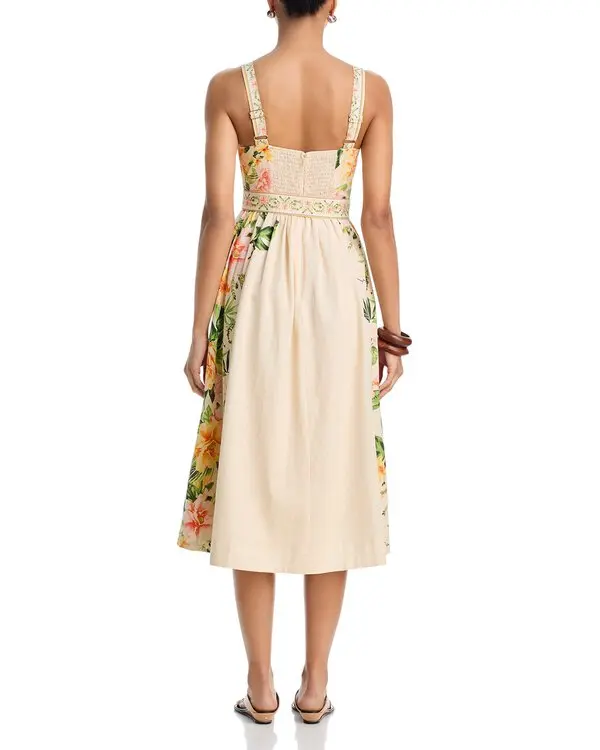 Moon River Belted Floral Midi Dress