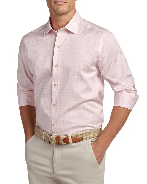 David Donahue Neat Print Shirt - Pink