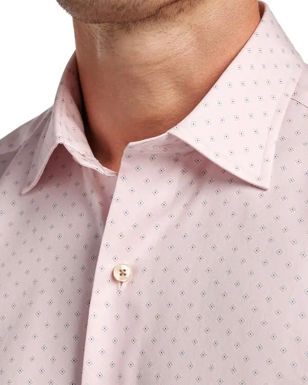 David Donahue Neat Print Shirt - Pink