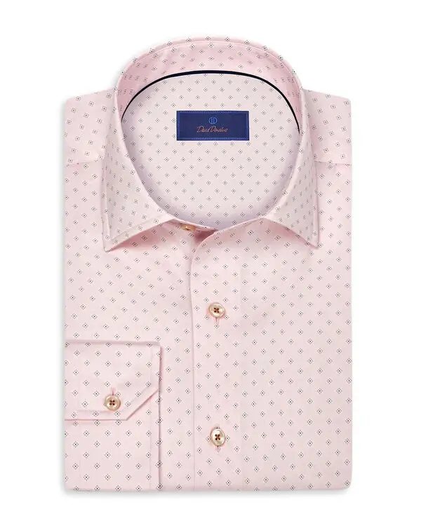 David Donahue Neat Print Shirt - Pink