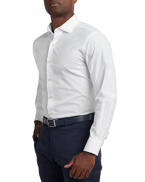 David Donahue Geometric Jacquard Shirt - White