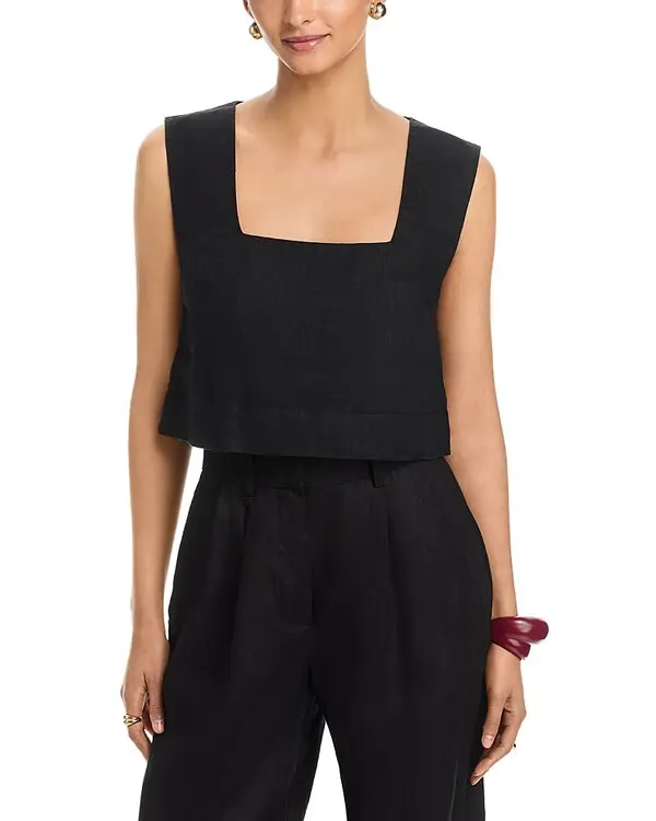 Rails Akira Linen Top - Black