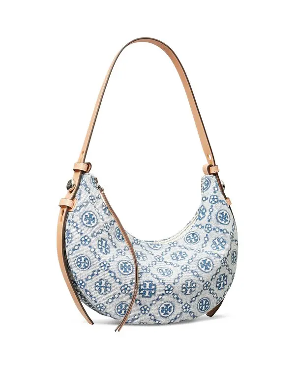 Tory Burch Romy Half Moon Denim Shoulder Bag
