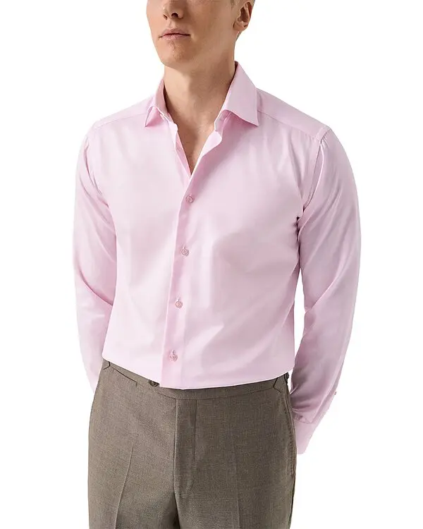 Eton Cotton Stripe Dress Shirt - Medium Pink