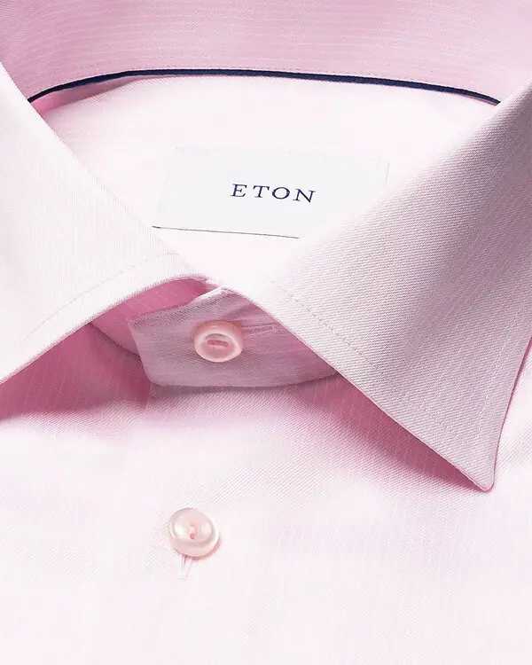 Eton Cotton Stripe Dress Shirt - Medium Pink