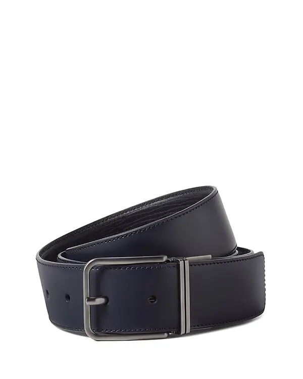 Zegna Reversible Leather Belt - Dark Blue/black