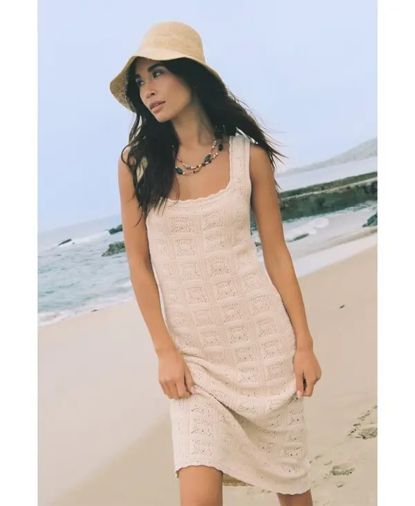 French Connection Nellis Crocheted Midi Dress - Ecru